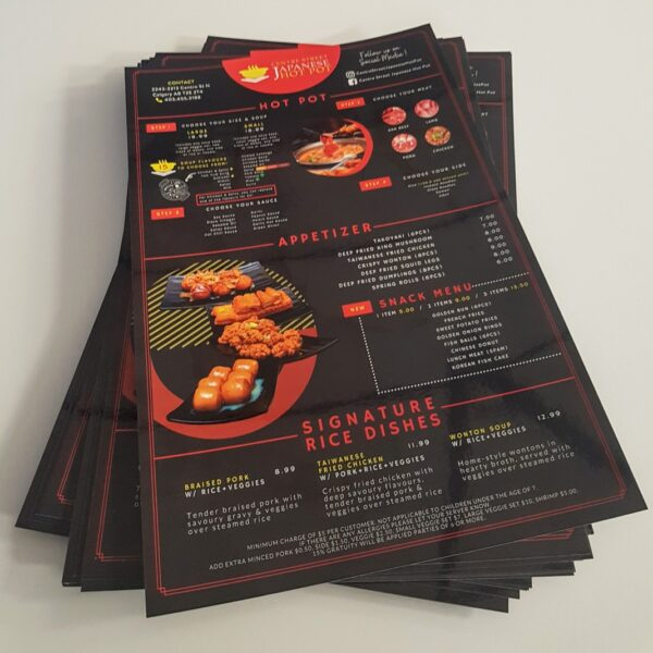 Custom Printed Menus | Restaurant Menu Card Printing